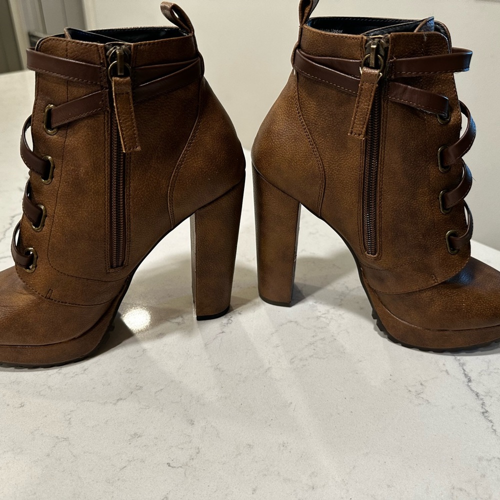 Zendaya Cognac High Heel Booties - Gem